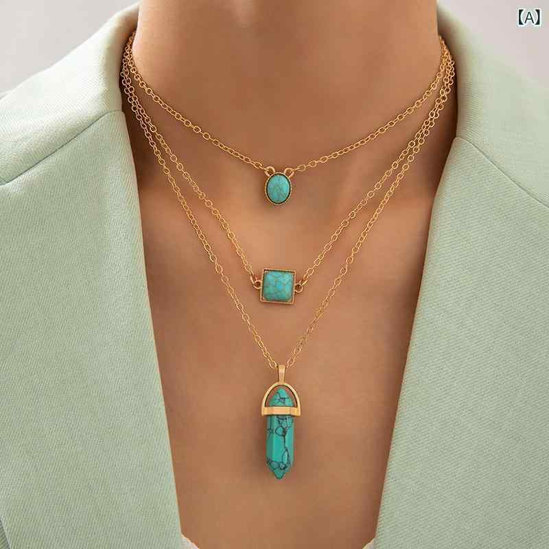 ・カテゴリ: ネックレス・スタイル: エスニック、レトロ・主な素材: 合金・流行要素: 花・カラー展開: ゴールド、シルバー、ブルー、グリーン・対象: 女性