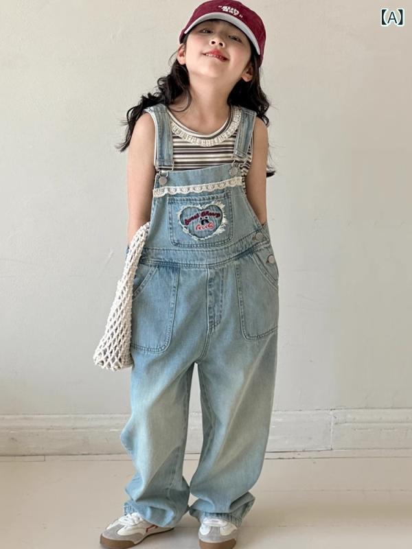 ・スタイル: カジュアル・生地: デニム・丈: ロング・主な素材: 綿・性別: 女の子向け・対象年齢: 8歳以上・: オーバーオール・生地加工: 柔らか仕上げ・柄: アルファベット・ポイント: サロペット、可愛らしい、親子コーデ、トレンド・...