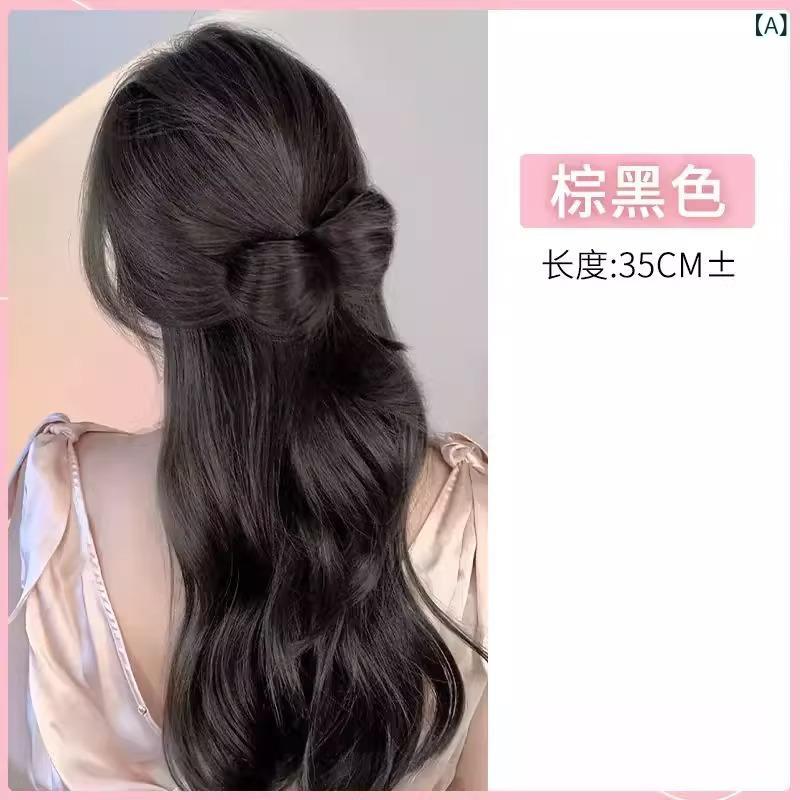・カテゴリ: ポニーテールウィッグ・対象: 女性・スタイル: ヘアサークル・素材: 合成繊維・加工: 機械製・カラー展開: ブラウンブラック、ナチュラルブラック、ダークブラウン、ライトブラウン、クールブラウン