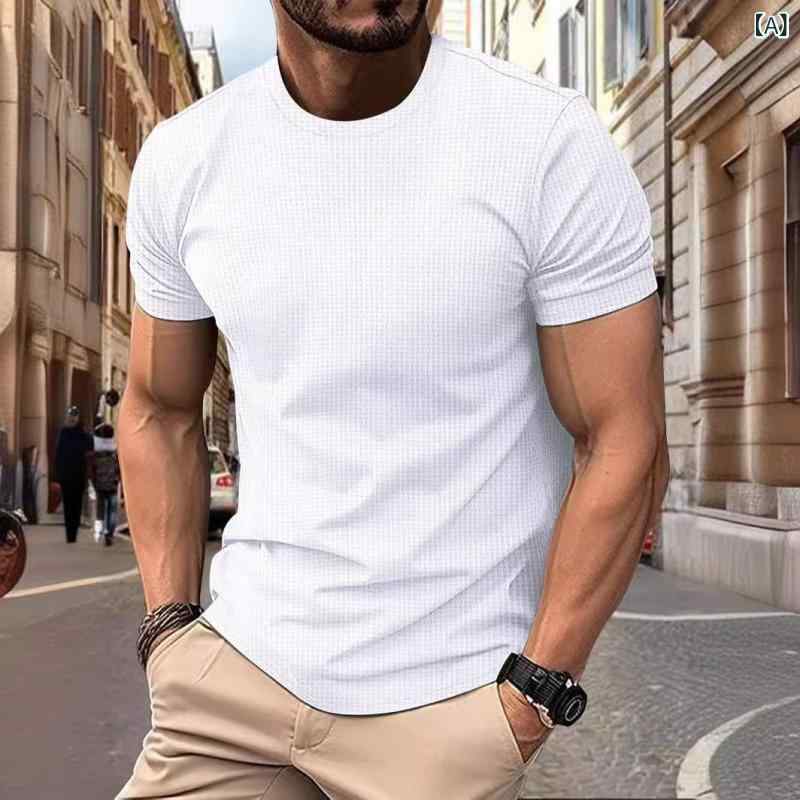 ・カテゴリ: Tシャツ・スタイル: カジュアル・主な素材: ナイロン91-95%・柄: ストライプ・シルエット: スリム・ネックライン: クルーネック・袖丈: 半袖・袖タイプ: 通常・厚み: 薄手・機能: 通気性、防シワ、高伸縮、吸湿速乾・...