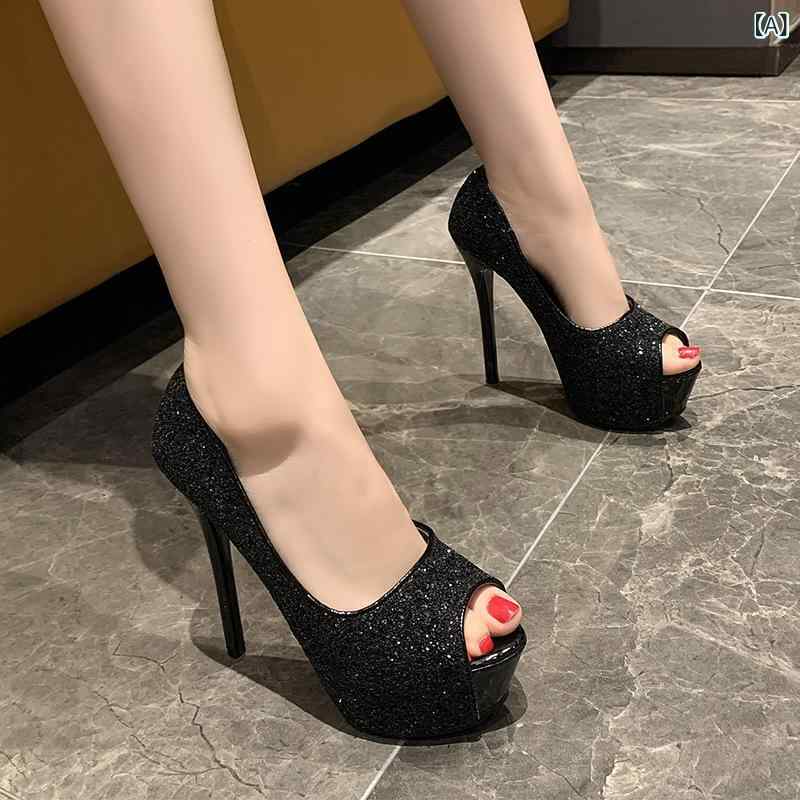 ・カテゴリ: ハイヒール・スタイル: セクシー・対象性別: 女性・ヒール高: 8cm以上・柄: 無地・カラー展開: ブラック、シルバー・サイズ展開: 34,35,36,37,38,39,40・アッパー素材: PU・ソール素材: ゴム・ライニ...