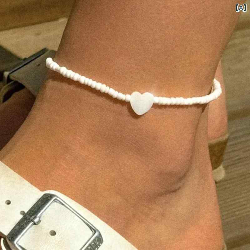 ・カテゴリ: アンクレット・スタイル: ボヘミアン・主な素材: 混合素材・対象: 女性用・: ハート型・カラー: スチールカラー