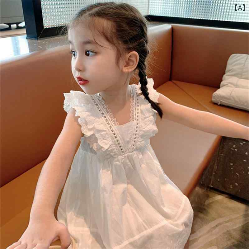 ・カテゴリ: 子供用キャミワンピース・スタイル: 韓国・主な素材: 綿・柄: 無地・袖丈: ノースリーブ・スカートタイプ: Aライン・カラー展開: ホワイト・サイズ展開: 90,100,110,120,130,140