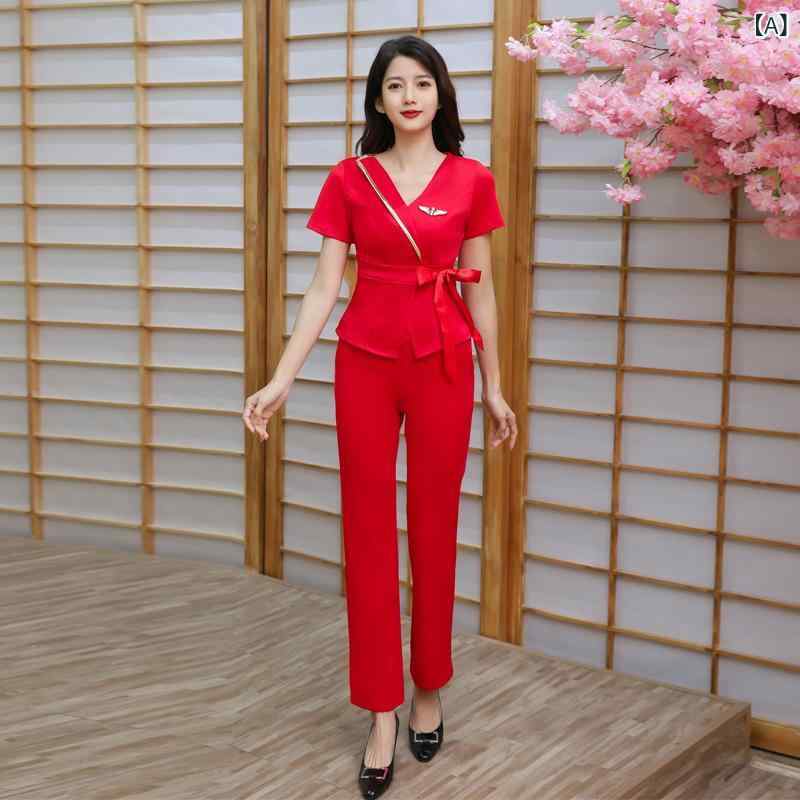 ・対象: 女性・機能: 吸湿排汗・主な素材: ポリエステル繊維72%・カラー展開: 赤、青・サイズ展開: S、M、L、XL、XXL、XXXL・カテゴリ: セット・スタイル: ホテル制服・使用シーン: ホテル、足浴、マッサージサロン