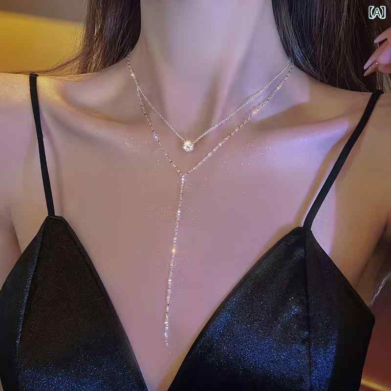 ・カテゴリ: ネックレス・スタイル: 軽奢・主な素材: 金属・形状: 幾何学型・チェーンスタイル: 十字架・ペンダント素材: ラインストーン・装飾: 宝石・長さ: 41cm-50cm・カラー展開: タッセルフラッシュジルコニア・流行要素: ...