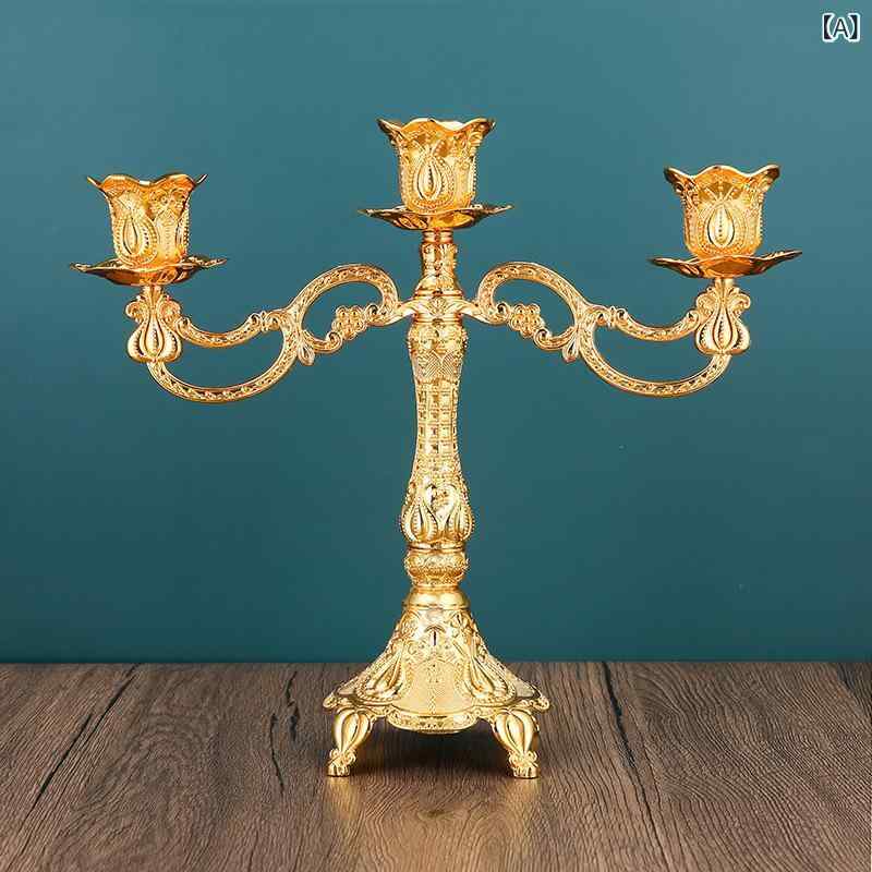 ・カテゴリ: 燭台・主な素材: 金属・加工: 電鍍・カラー展開: 金色、銀色・タイプ: 三頭、五頭