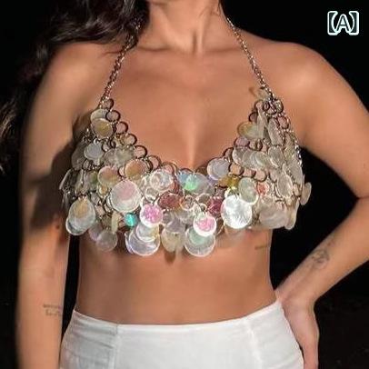 ・スタイル: ストリート・性別: 女性・対象年齢: 成人・サイズ展開: フリーサイズ・主な素材: ポリエステル95%以上・柄: 幾何柄・装飾: シークイン・フィット: ルーズ・着丈: クロップド(≤40cm)・ネックライン: プルオーバー