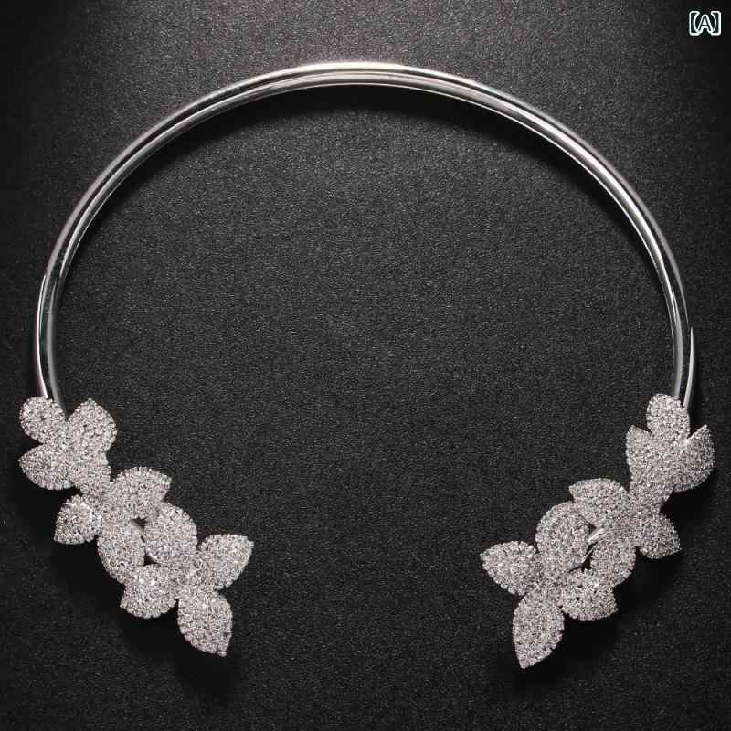 ・素材: ラインストーン・: 花・モチーフ: 葉・カラー展開: シルバー、ゴールド・スタイル: 欧米ファッション・重量: 約46.5g・長さ: 51cm-60cm・対象: 女性・種類: チョーカー・チェーンスタイル: スタンダード