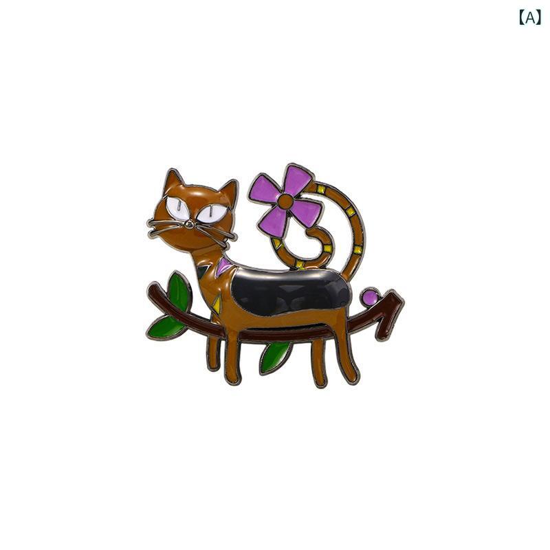 ・カテゴリ: ブローチ・素材: 亜鉛合金・加工: 滴油・形状: 動物・: 猫・スタイル: カートゥーン・スタイル分類: スイート・機能: 装飾・対象: 女性