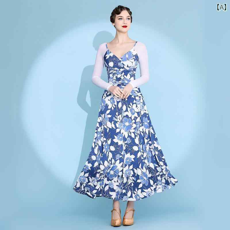 ・対象性別: 女性・主な素材: 綿80%・素材: 再生繊維+チュール・カラー展開: ブルー・重量: 約0.6kg・サイズ展開: S、M、L、XL、XXL・対象年齢: 40-49歳・柄: プリント・用途: スタンダードダンス・: 欧米ファンタジー