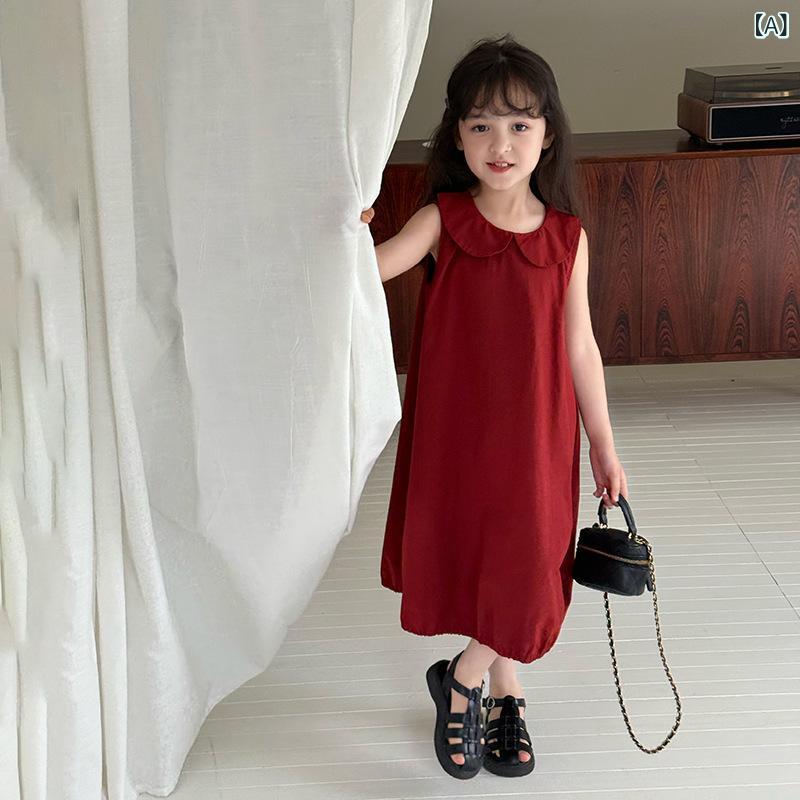 ・カテゴリ: 子供用スカート・スタイル: スイート・要素: かわいい・主な素材: 綿・裏地: 綿95%・柄: 無地・袖丈: ノースリーブ・スカート丈: Aライン・カラー: 赤・サイズ展開: 90cm,100cm,110cm,120cm,13...