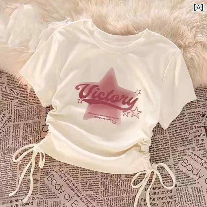 ・カテゴリ: Tシャツ・: プルオーバー・スタイル: 日韓カジュアル、原宿風、快適カジュアル・主な素材: リブポリエステル95%以上・柄: 文字、数字・袖丈: 半袖・加工: プリント・シルエット: スリムフィット・着丈: 約40cm～50c...