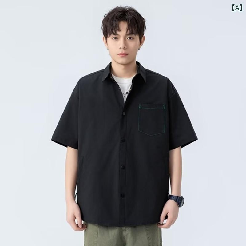 ・カテゴリ: シャツ・スタイル: アメカジテイスト・性別: メンズ・対象: 大人、ビッグサイズ・主な素材: 綿96%以上・機能: 洗濯機洗い可、イージーケア・シルエット: ゆったり・ネックライン: オープンカラー・袖丈: 半袖・柄: 無地・...