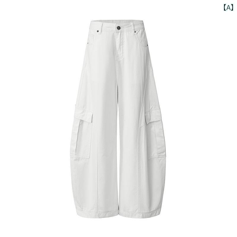 ・カテゴリ: デニムパンツ・スタイル: ベーシック、ストリート、ワーク・生地: デニム・主な素材: 綿95%以上・丈: ロング丈・ウエスト: ハイウエスト・厚さ: 普通・要素: ボタン・カラー展開: ホワイト、ティーグリーン、カーキ・サイズ...