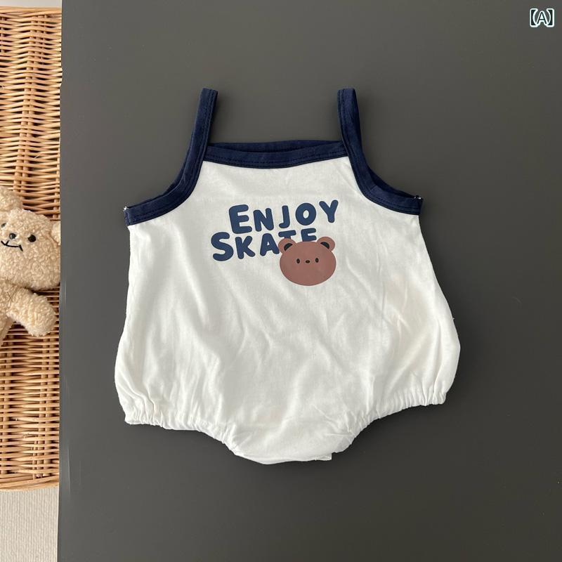 ・カテゴリ: ロンパース・スタイル: 韓国・主な素材: 綿96%以上・性別: 女児用・袖丈: ノースリーブ・厚さ: 薄手・柄: アルファベットクマ柄・カラー展開: ホワイト、ストライプ・サイズ展開: 66cm、73cm、80cm、90cm
