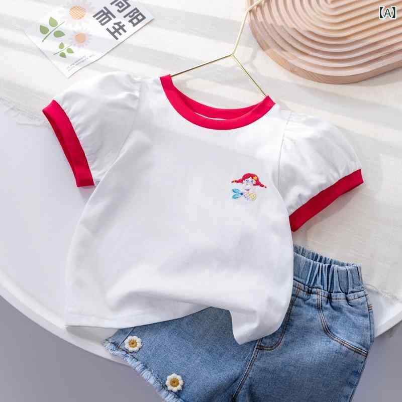 ・カテゴリ: キッズTシャツ・対象: 女の子・スタイル: 韓国・主な素材: 綿95%・ネックライン: クルーネック・袖丈: 半袖・柄: キャラクター・要素: キャラクター、可愛い、トレンド・フード: なし・生地加工: 柔軟加工・機能: 吸湿...