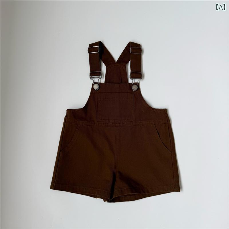 ・カテゴリ: キッズパンツ・スタイル: 韓国・タイプ: サロペット・主な素材: 綿・パンツ丈: ショート丈・対象性別: ユニセックス・対象年齢: 乳幼児（1〜3歳）・生地加工: 柔軟加工・柄: 無地・要素: サロペット、キュート・ウエスト:...