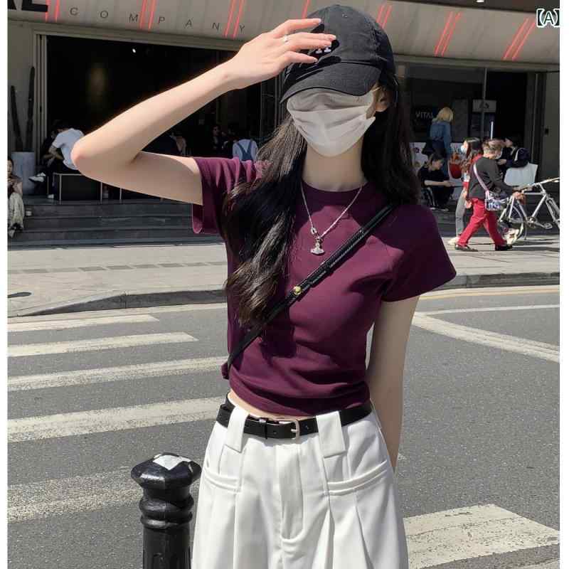 ・カテゴリ: Tシャツ・主な素材: 綿95%以上、スパンデックス・柄: 無地・タイプ: プルオーバー・袖丈: 半袖・加工: 高温定型・フィット: スリムフィット・着丈: ショート丈 (約40-50cm)・ネックライン: クルーネック・袖タイ...