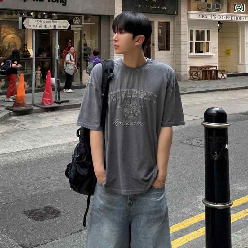 ・カテゴリ: Tシャツ・スタイル: 韓国風・主な素材: 綿・柄: 文字・シルエット: ルーズフィット・対象: 若者・タイプ: プルオーバー・ネックライン: クルーネック・袖丈: 半袖・厚さ: 普通・着用シーン: 日常・加工: 刺繍・カラー展...