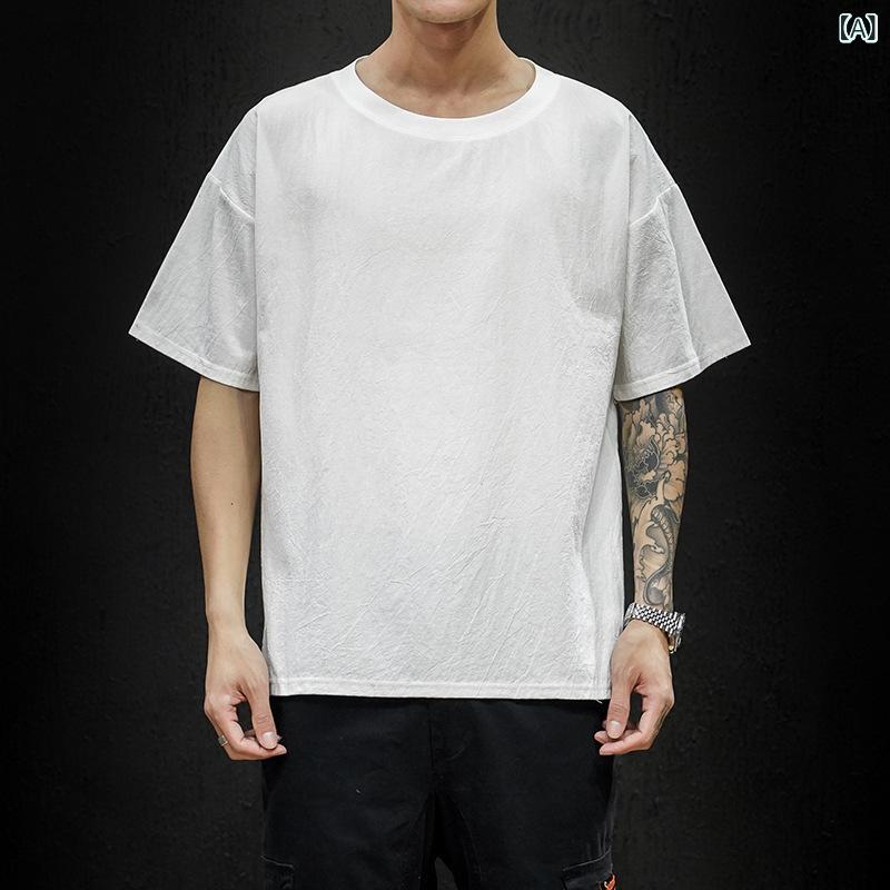 ・カテゴリ: Tシャツ・スタイル: カジュアル・主な素材: 綿85%、麻混紡・柄: 無地・フィット: ルーズフィット・タイプ: プルオーバー・ネックライン: クルーネック・袖丈: 半袖・厚さ: 普通・重さ: 約180g～250g未満・素材機...