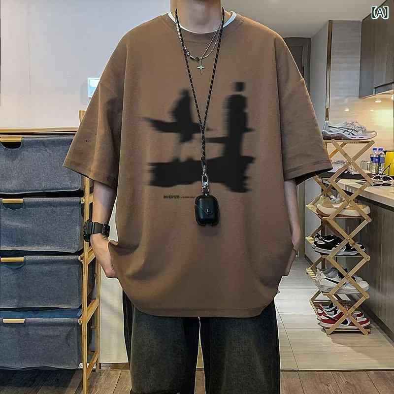 ・カテゴリ: Tシャツ・スタイル: 香港風・主な素材: 綿99%・ネックライン: クルーネック・袖丈: 五分袖・柄: プリント・フィット: ルーズ・タイプ: プルオーバー・対象: 青年・性別: 男性・着用シーン: 日常・加工: ノーアイロン...
