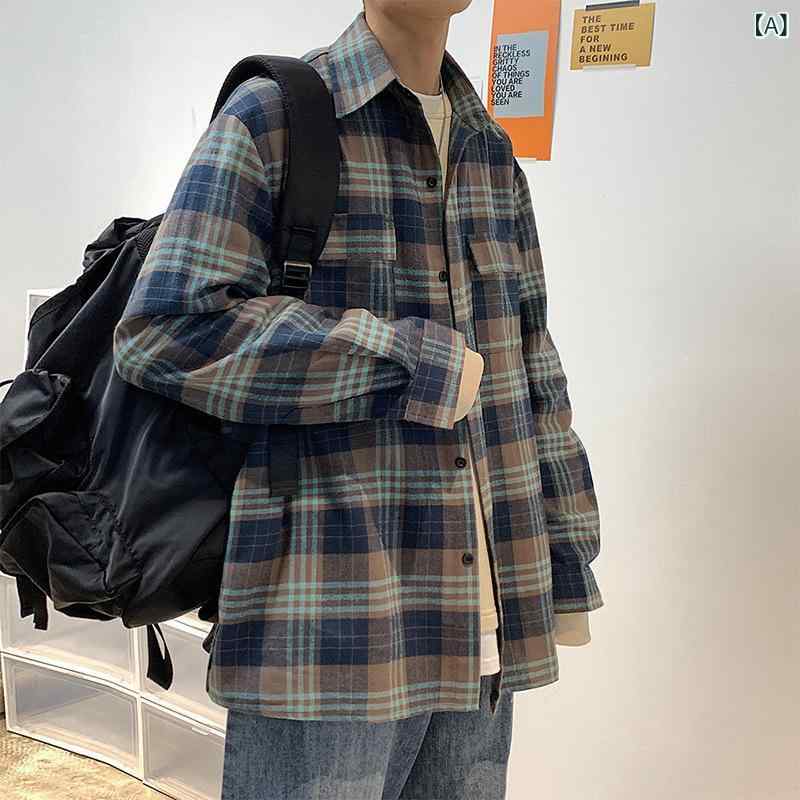 ・カテゴリ: シャツ・スタイル: 港風・デザイン: カーディガン・シルエット: ルーズフィット・襟型: 折り襟・袖丈: 長袖・柄: チェック・厚み: 普通・主な素材: 綿・素材の含有量: ・着用シーン: 日常・カラー展開: ブルー、カーキ・...