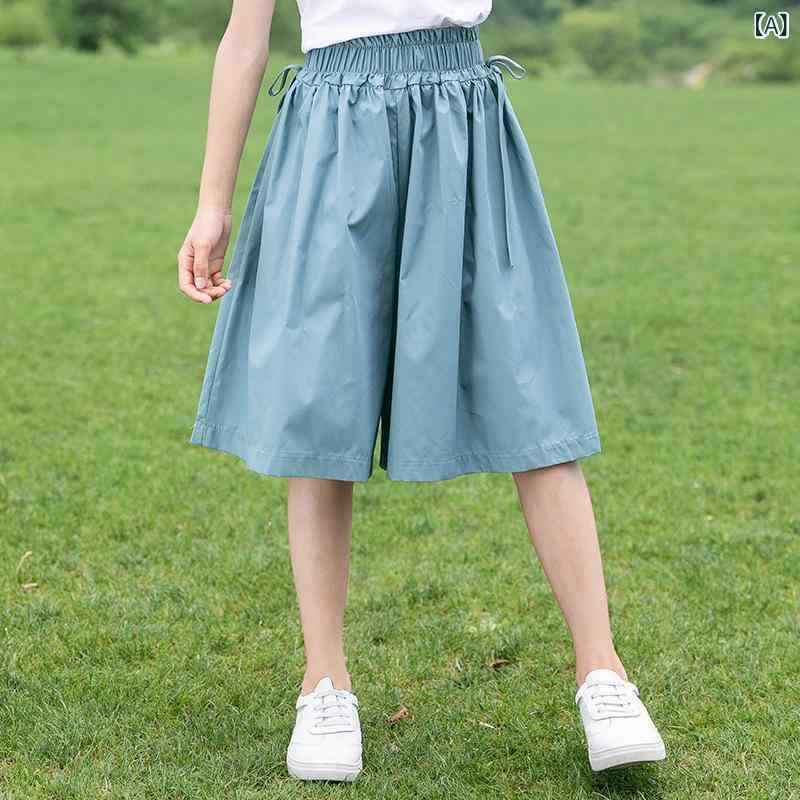 ・スタイル: 韓国・主な素材: 綿60%混紡・丈: 5分丈・性別: レディース・対象年齢: 8歳以上（140cm以上）・種類: ワイドパンツ・生地加工: 柔軟加工・柄: 無地・要素: トレンド・ウエスト: ハイウエスト・ウエストタイプ: ゴ...