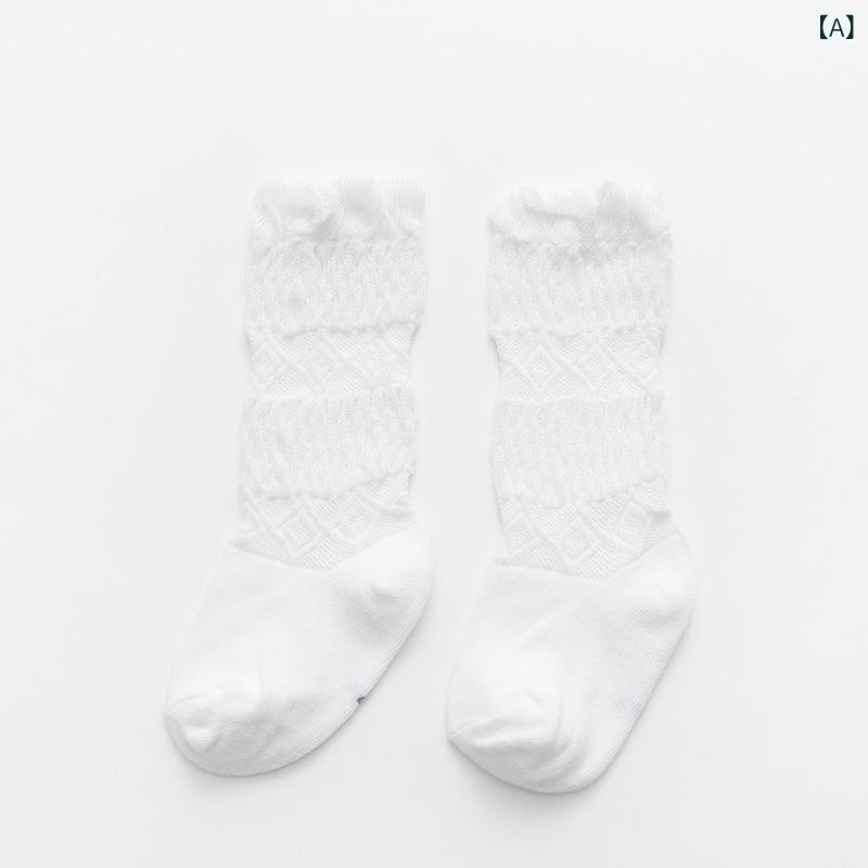 ・主な素材: 綿95%以上・性別: ユニセックス・カテゴリ: 子供用ソックス・加工: メッシュ・機能: 通気性、防臭、防蚊・丈: ロング・厚さ: 薄手・柄: 無地・シーズン: 春、夏、秋・要素: レース、メッシュ・カラー展開: ピュアホワイ...