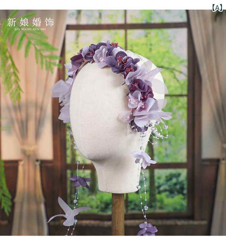 ・素材: ポリエステル・加工: 手作り・カラー: パープル・: 花柄・スタイル: ナチュラル・テイスト: フレッシュ＆スイート・カテゴリ: ヘアアクセサリー・対象: レディース