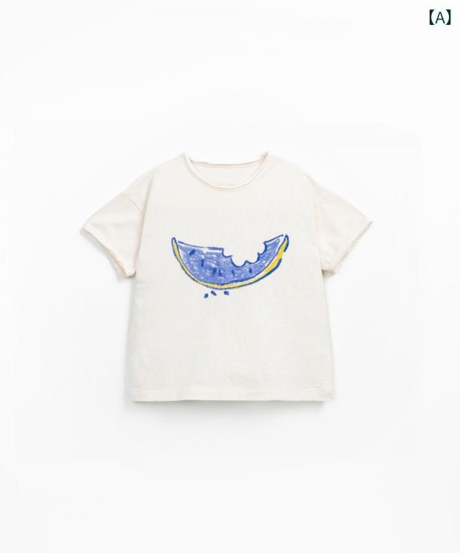 ・カテゴリ: 子供Tシャツ・スタイル: ベーシック・対象性別: 男女共用・袖丈: 半袖・主な素材: 綿・ネックライン: クルーネック・柄: 動物、カートゥーン・カラー展開: ブルー西瓜、ブルー草莓・サイズ展開: 80cm、90cm、100c...