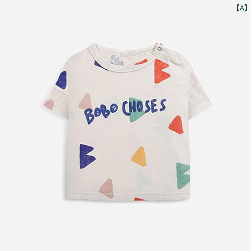 ・カテゴリ: 子供Tシャツ・スタイル: 欧米・袖丈: 半袖・主な素材: 綿95%・性別: 男女共用・対象年齢: 0〜8歳・サイズ展開: 90cm、100cm、110cm、120cm・カラー展開: 花灰幾何柄、花灰犬頭柄、ブルー犬頭柄、カラー...