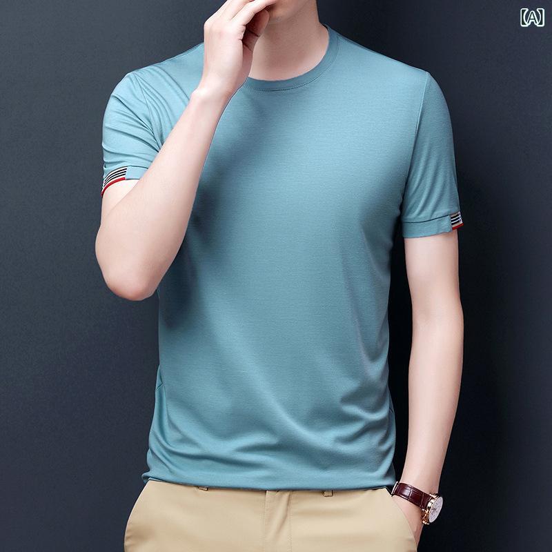 ・カテゴリ: Tシャツ・スタイル: ベーシック・主な素材: ビスコース64%、ナイロン27%、スパンデックス9%・柄: 無地・シルエット: ルーズ・ネックライン: クルーネック・袖丈: 半袖・厚み: 薄手・用途: 日常・ディテール: 提花・...