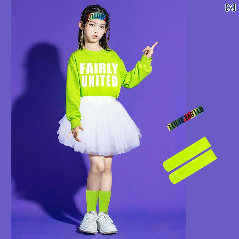 ・カテゴリ: 子供ダンス衣装・スタイル: スポーツ・性別: ユニセックス・用途: ダンス練習・柄: アルファベットプリント・装飾: チュール、キャンディー風・主な素材: 綿混紡・素材: 綿80%・加工: 起毛・カラー展開: 蛍光グリーン、イ...