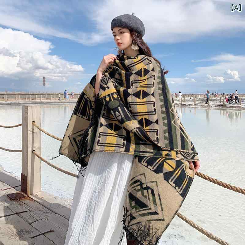 ・対象: 女性・素材: イミテーション・スタイル: 欧米ストリート・柄: 幾何学・カラー展開: 黄緑、グレー、ワインレッド、オレンジ、ベージュ・長さ: 130cm × 150cm・幅: 130cm・編み方: 横編み・機能: 保温・加工: 提...