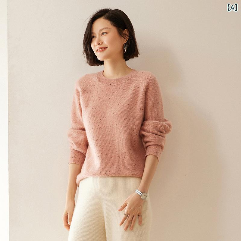 ・カテゴリ: ニット・スタイル: カジュアル・主な素材: 30-50%、ウール50-70%・ネックライン: クルーネック・袖丈: 長袖・袖型: ラグラン袖・柄: 無地・カラー展開: ピンク、紫、グレー、青、ベージュ、レッド、ブラック・サイズ...