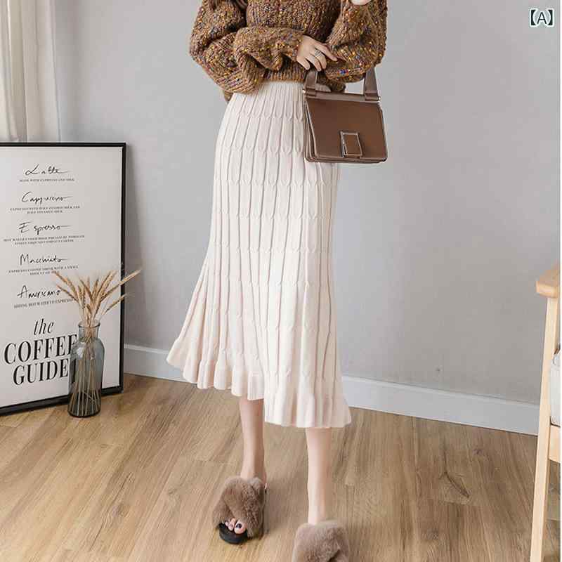 ・柄: ストライプ・: パッチワーク・主な素材: アクリル90-95%・副素材: スパンデックス30%以下・スカートタイプ: フリルスカート・スカート丈: ミドル・カラー展開: 杏色、ブラック、グレー、ブラウン・サイズ展開: S,M,L,X...