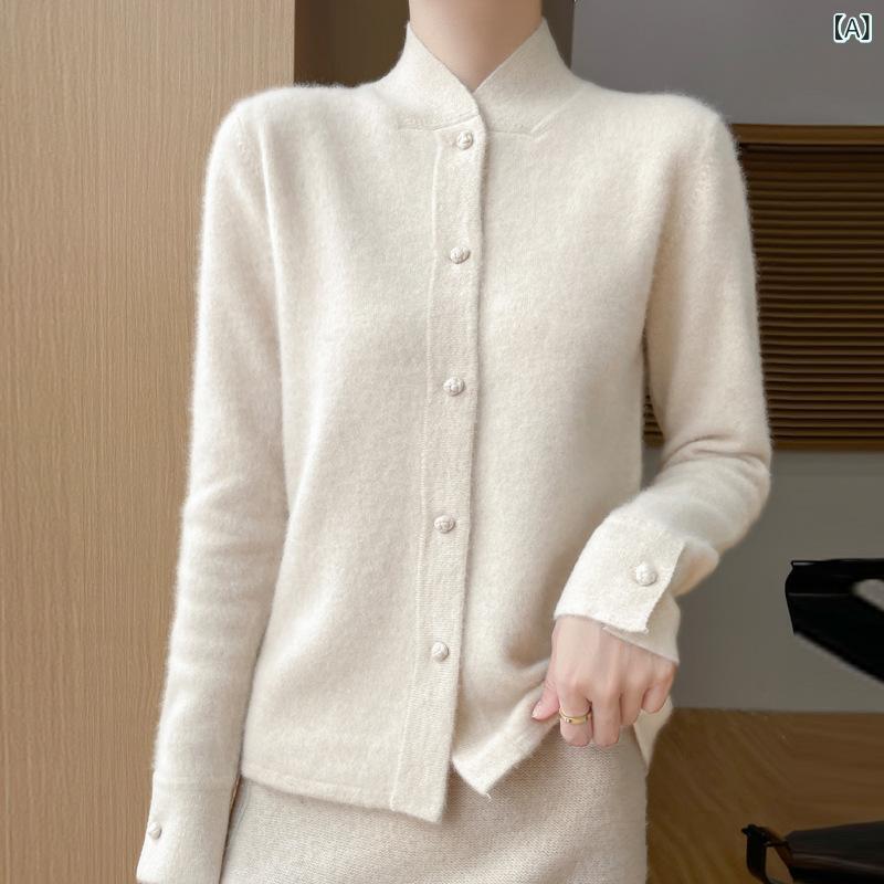 ・カテゴリ: カーディガン・スタイル: 通勤・シルエット: ルーズ・丈: ロング・襟型: スタンドカラー・袖型: スタンダード・袖丈: 長袖・厚み: 中厚・柄: 無地・ボタン: シングル・主素材: ウール95%以上・カラー展開: オフホワイ...