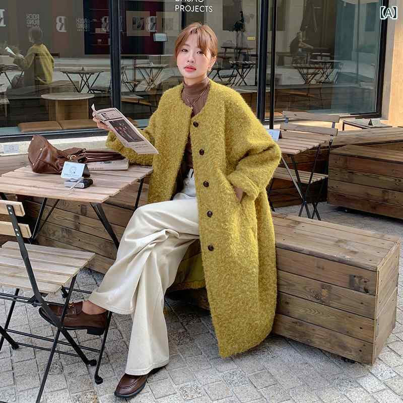 ・カテゴリ: 女性用ウールコート・対象: 女性・主な素材: ポリエステル95%以上・柄: 無地・シルエット: ゆったり・ネックライン: クルーネック・袖丈: 長袖・カラー展開: イエロー・サイズ展開: S、M、L、XL・スタイル: 通勤風・...