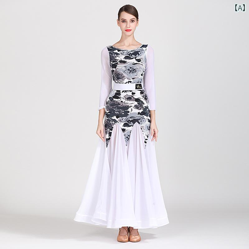 ・性別: 女性・主な素材: アイス+シフォン、スパンデックス70%・カラー展開: ブラック・サイズ展開: S、M、L、XL、XXL・適用場面: スタンダードダンス・スタイル: エレガント・要素: ファンタジー・対象年齢: 35-39歳