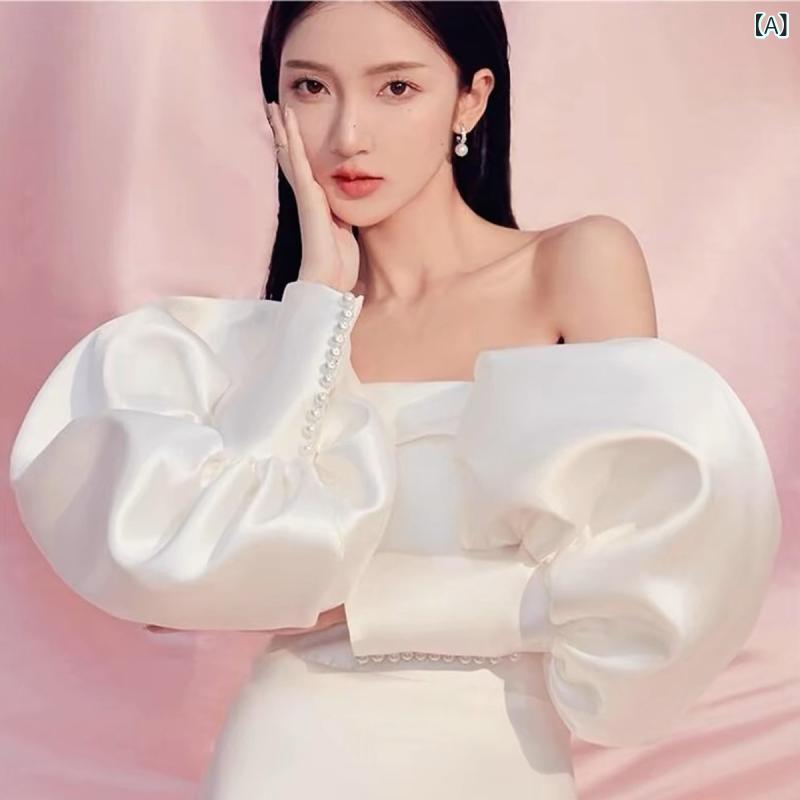 ・性別: 女性・機能: 装飾・カラー: 白・主な素材: サテンネット・袖丈: 長袖・スタイル: エレガント