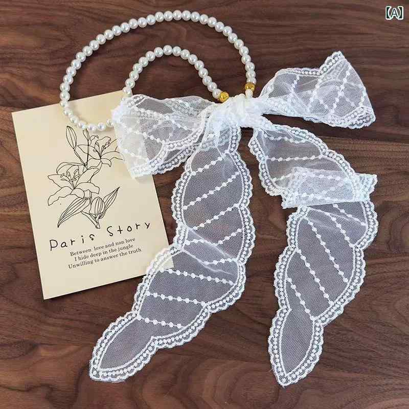 ・カテゴリ: ヘアバンド・形状: 蝶結び・柄: チェック・装飾: パール、花・カラー展開: パールドット、パール小花、白ドット、白小花、白文字、白チェック、白菱形チェック