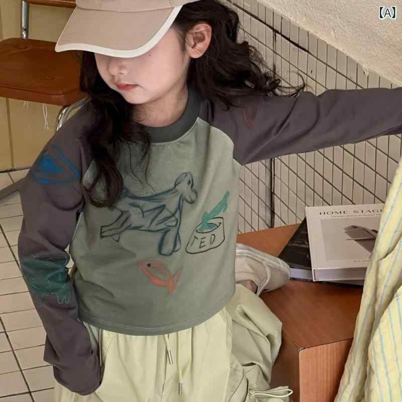 ・カテゴリ: 子供Tシャツ・対象性別: 女の子・スタイル: 韓国・袖丈: 長袖・ネックライン: クルーネック・柄: 動物、キャラクター、アルファベット・主な素材: 綿・機能: 吸湿速乾・カラー展開: アーミーグリーン・サイズ展開: 110、...