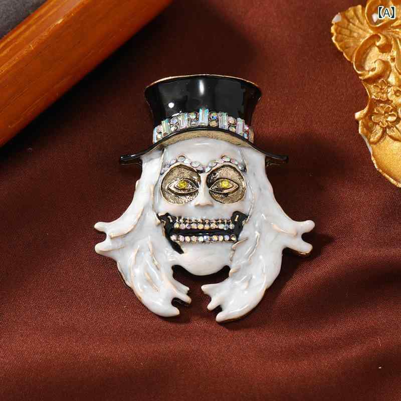 ・種類: ブローチ・素材: 亜鉛合金・: キャラクター・加工方法: 油滴・スタイル: ハロウィン・スタイル分類: レトロ・用途: 装飾・対象: 男女共通・カラー展開: 白色幽霊、骷髅パンプキン、笑顔パンプキン・柄: 幽霊、南瓜骷髅