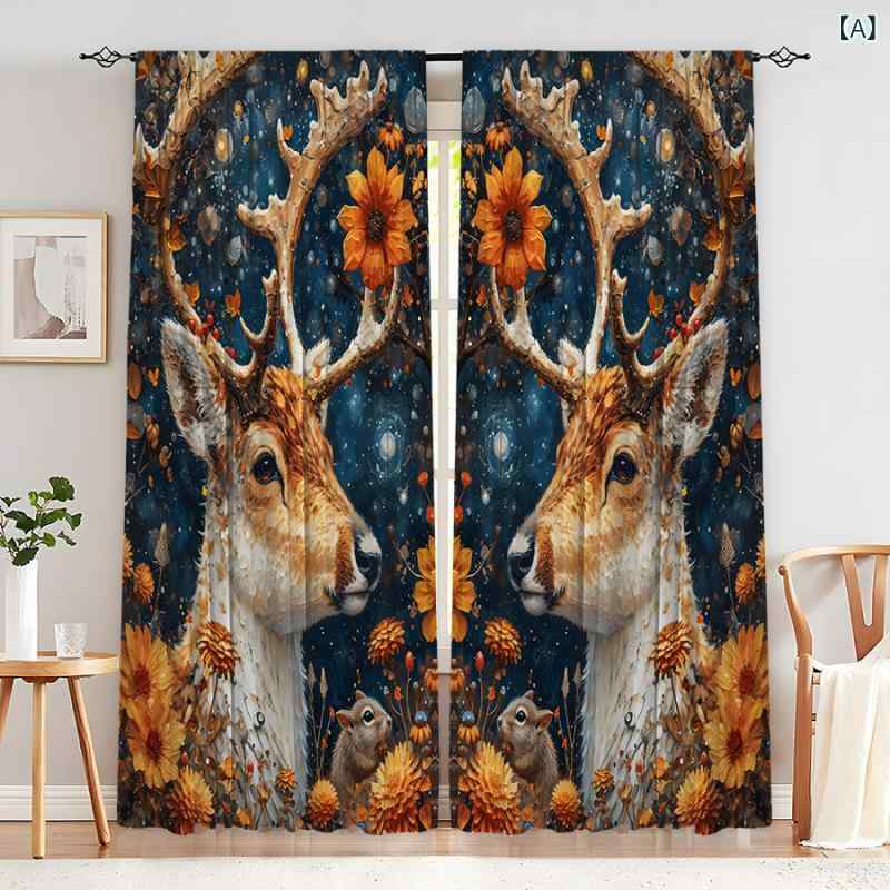 ・主な素材: ポリエステル・柄: プリント・スタイル: フレッシュ・サイズ展開: 幅1.5m×高1.66m 対開,幅2.1m×高2.3m 対開,幅2.3m×高2.7m 対開・適用空間: リビング、ベッドルーム、書斎、ダイニング、キッチン、バ...