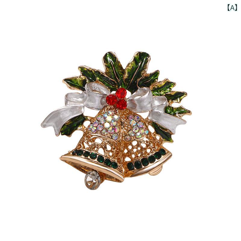 ・主な素材: 亜鉛合金・スタイル: クリスマスブローチ・: カートゥーンキャラクター・加工: 宝石埋め込み・要素: クリスマスベル・機能: 記念、装飾、多機能・スタイル分類: 文芸レトロ・対象: 男女共通・種類: ブローチ・要素分類: 祭り要素