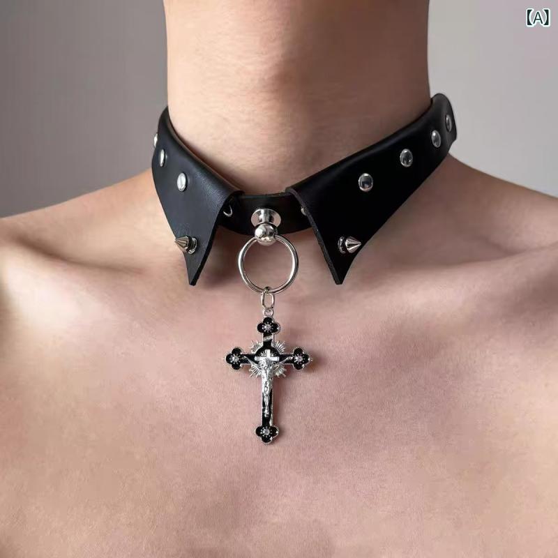 ・カテゴリ: ネックレス・スタイル: ダーク系・対象: ユニセックス・: 幾何学模様・人気モチーフ: 十字架・主な素材: レザー、合金・ペンダント素材: 合金・チェーンの種類: 鎖骨チェーン・全長: 41〜50cm・加工方法: 電鍍・カラー...