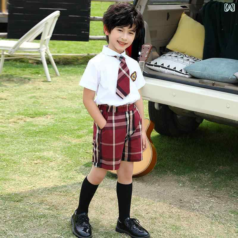 ・カテゴリ: 校服・対象性別: 男・対象年齢: 新生児（0〜1歳、80cm以下）・主な素材: アンゴラ（兎毛）・素材の含有量: 91%〜95%・安全基準: A類・カラー展開: 半袖+バッジ+赤チェックショートパンツ（ネクタイ付き）、半袖パフ...