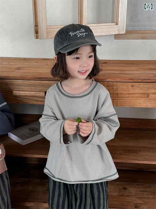 ・カテゴリ: キッズTシャツ・性別: ユニセックス・スタイル: 韓国カジュアル・袖丈: 長袖・対象年齢: 3〜8歳・着用シーズン: 春秋・生地加工: 柔軟加工・柄: 無地・主な素材: 綿70%・ネックライン: クルーネック・機能: 吸湿速乾...