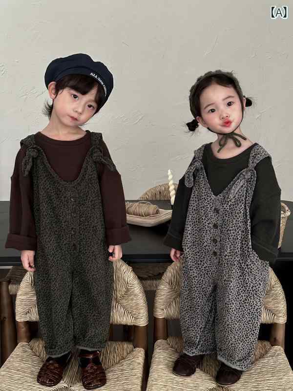 ・カテゴリ: キッズパンツ・スタイル: カジュアル・タイプ: オーバーオール・性別: ユニセックス・対象年齢: 3～8歳・丈: フルレングス・主な素材: ポリエステル80%・生地種類: コーデュロイ・加工: 柔軟加工・柄: 豹柄・ウエスト:...