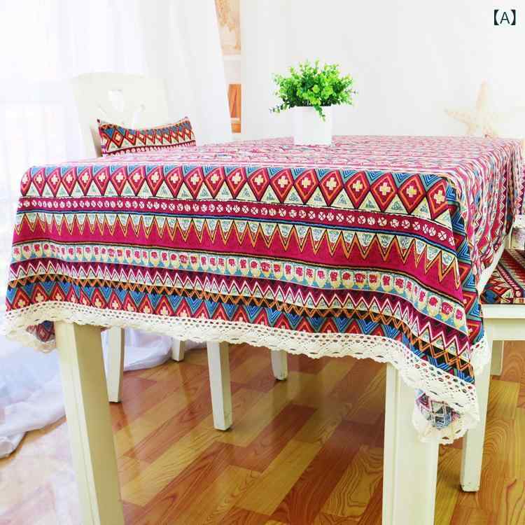 ・カテゴリ: テーブルランナー・スタイル: エスニック・主な素材: 綿50%、麻50%・柄: 花、植物・カラー展開: ワインレッド、スカイブルー、グリーン・サイズ展開: 70×70cm、90×90cm、90×140cm、120×120cm、...